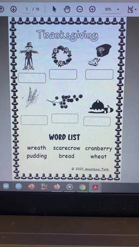 THANKSGIVING FALL vocabulary matching printable worksheet esl efl english