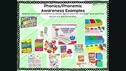 Reading Center Activities - Phonics & Phonemic Activities (PDF & Editable)