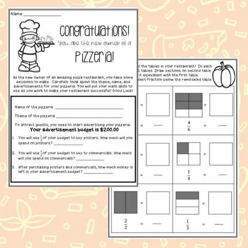 Design a Pizzeria! Fractions Project by Connecting with Social Studies