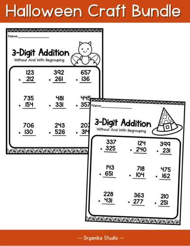 Halloween Math Bundle | 3-Digit Addition and Subtraction to 1000