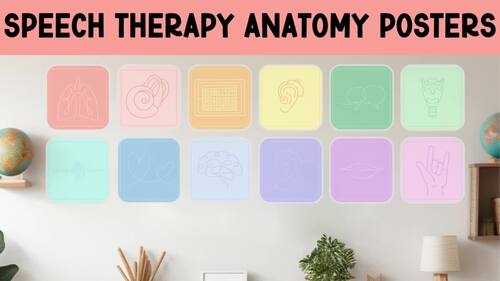 Minimalist Line Art Speech Room Anatomy Posters by Play Therapy Creative