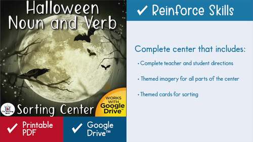 Halloween Noun and Verb Sorting Literacy Center by The Teaching Bank