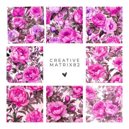 Magenta Roses Digital Paper, Seamless Floral Backgrounds JPG | TPT