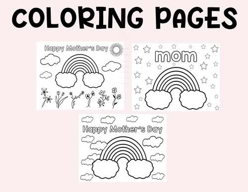 Printable Rainbow Theme Mother's Day Coloring Pages, Editable Coloring ...