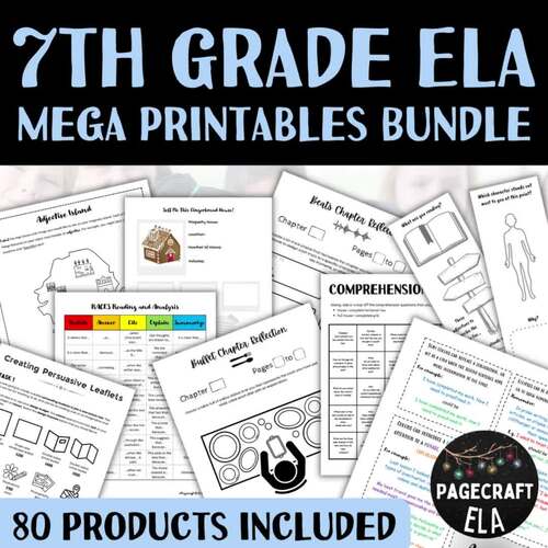 MEGA BUNDLE | 7th Grade ELA Printables | Reading, Writing, Speaking ...