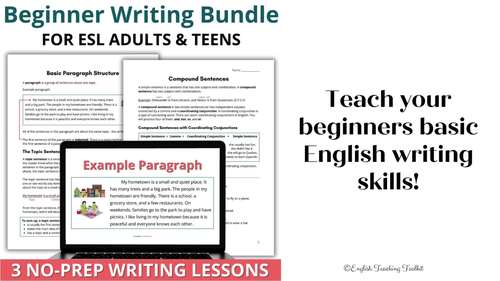 Beginner ESL Adult ESL Writing Curriculum Sentence Structure ...