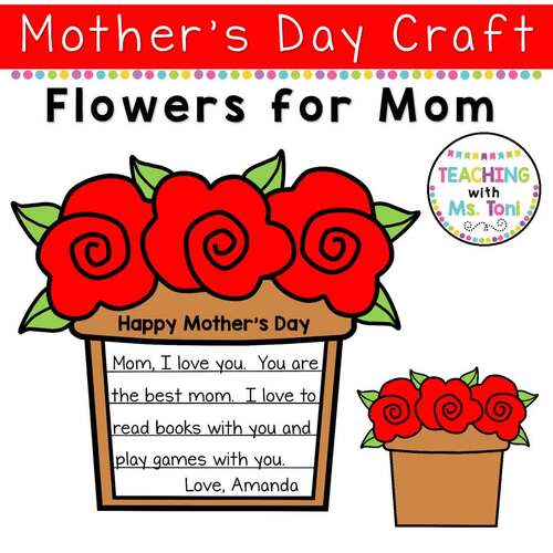Mother's Day Craft and Writing Activity Roses Flower Craft | TPT
