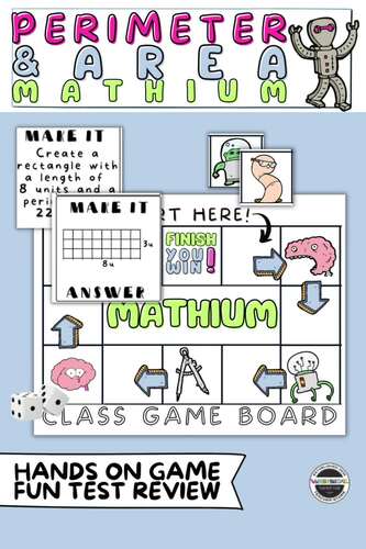 3rd Grade Hands On Area and Perimeter Game & Assessment -Test Prep