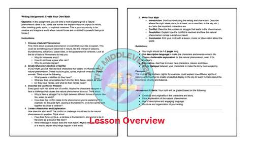 Creative Writing: Natural Phenomena Myth by The MiddleVerse | TPT