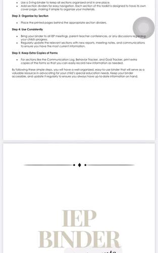 Parent IEP Binder and Advocacy Tools- 67 Pages Special Education