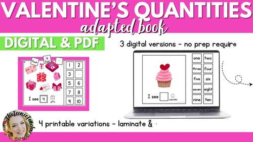 Valentine's Adapted Book - Interactive Matching Numbers to Quantities ...