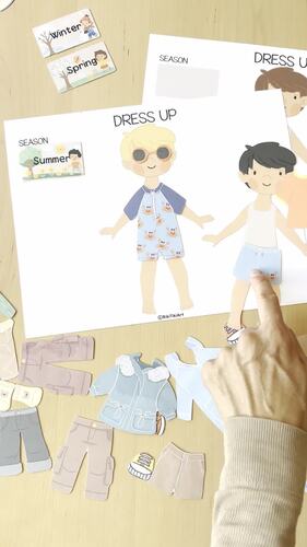 Dress Up Printable Activity Boys – Four Seasons Paper Doll Game Pretend ...