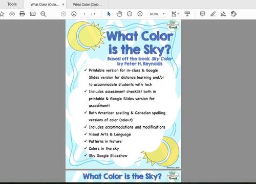 Sky Color Lesson& Patterns in Nature (Kindergarten / Primary) Printable ...