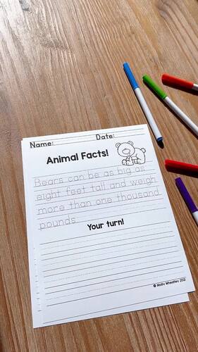 Animal Facts Sentence Writing | Writing Sentences | Handwriting Practice