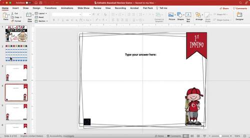 Baseball Test Review Game Editable Template by Will Teach For Tacos