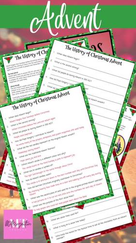 History of Christmas Advent Reading Comprehension Worksheets | TPT
