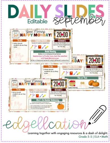 Monthly Morning Slides | Daily Routine | Editable | Morning Meeting