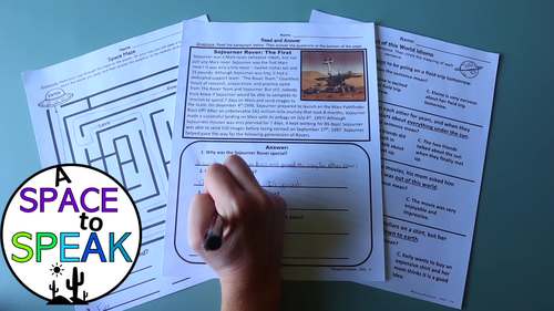 Outer Space Themed Speech Therapy Elementary Activities by A Space to Speak