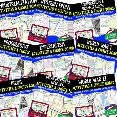 1920s Activities, 1920s Choice Board, Print & Digital, 1920s Google ...