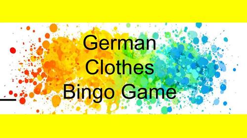 German Clothes Bingo Game Activity by Worksheet Whisperer | TPT
