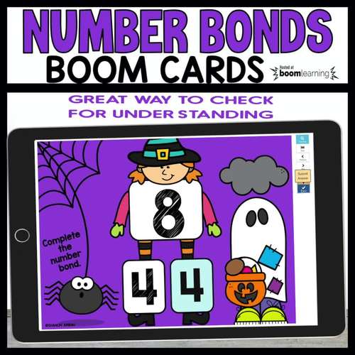 Halloween Math Activities Number Bonds using Boom Cards | TPT