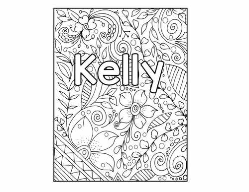 Custom Name Coloring Pages, Spring Floral Coloring Worksheets, Editable