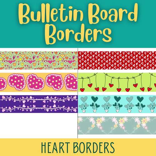 Bulletin Board Borders | Heart Borders | 25 Designs | Printable | Clipart