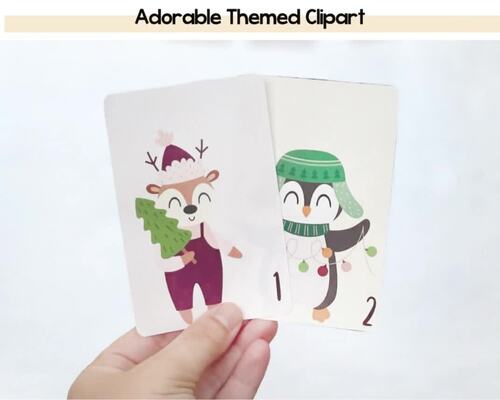 Printable Advent Calendar Cards - December Activity - Cute Winter Animals