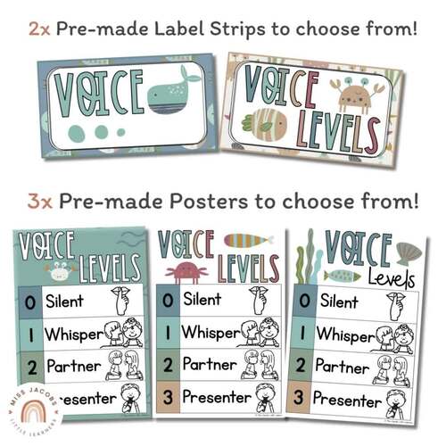 Editable Voice Levels Display | Push Light Noise Levels | Cute Sea Life ...