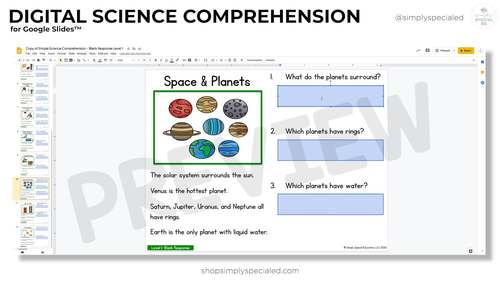 Digital Science Leveled Comprehension (Digital Comprehension Special Ed)