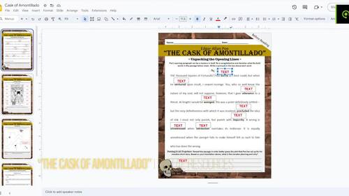 Poe's "The Cask of Amontillado" Short Story Literature Unit Guide ...