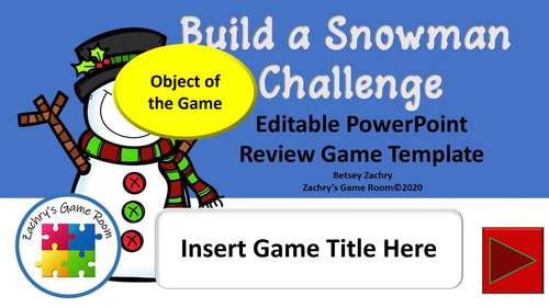 Editable PowerPoint Review Game Template: Build a Snowman Challenge