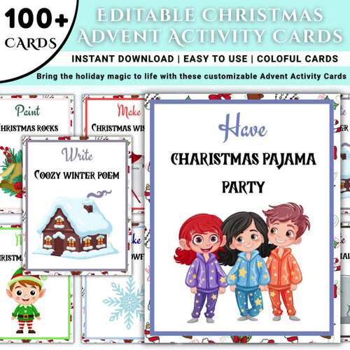 Christmas Advent Activity Cards | 24-Day Holiday Countdown | Printable ...