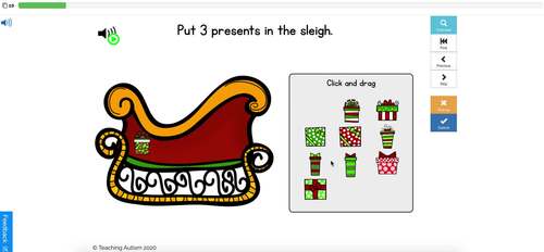 Counting Presents in the Sleigh | Christmas Boom Cards by Teaching Autism
