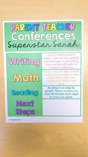 Parent Conference Form | Student Feedback | Student Progress Report