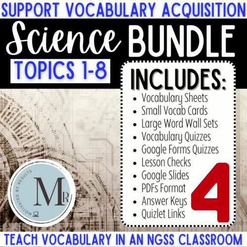 4th Grade Science BUNDLE TOPICS 1 - 8 Vocabulary Study Sets | TPT