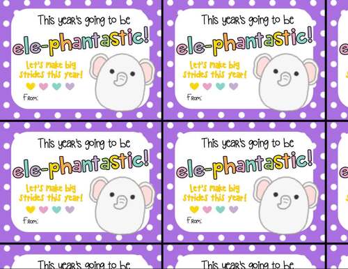 Cute Elephant-Themed Beginning-of-Year Gift Tag- This year's going to ...