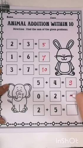 ANIMAL ADDITION AND SUBTRACTION WITHIN 10 WORKSHEET NO PREP | TPT