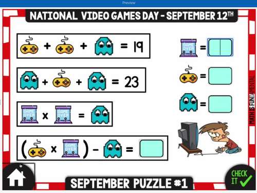 September Brain Teasers & Challenge Puzzles | Boom Cards | Digital & Print