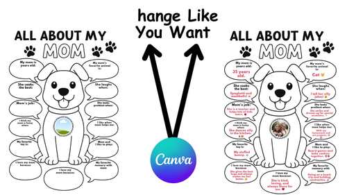 Mother's Day PRINTABLE Coloring Pages - Dog All About My Mom - INSTANT ...