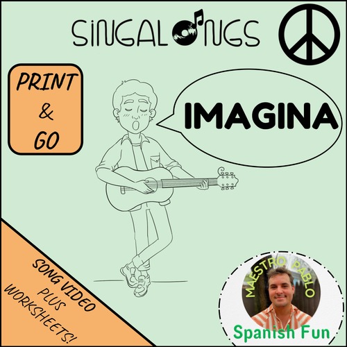 Imagina de John Lennon! Sing Along Video Song and Printable Worksheets