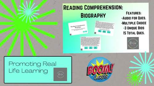 Reading Comprehension Biography Boom Cards by Real Life Skills | TPT