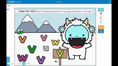 Dollar Deal Feed the Yeti Alphabet Letter Matching Boom Cards | TPT