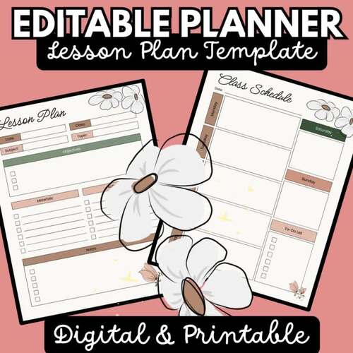 Lesson Plan Template Editable Preschool: Weekly, Monthly Digital ...
