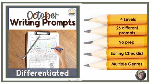 Differentiated Fall Writing Prompts - October Daily Writing Center ...