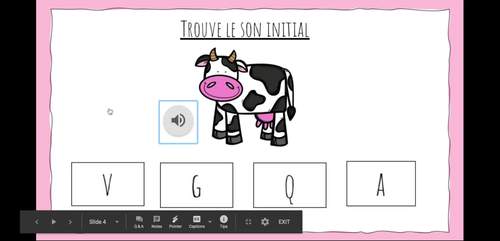 FRENCH Animal Initial Sounds Activity - Google Slides (SELF-CORRECTING)