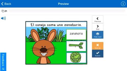 ¿Qué comen los animales? BOOMCARDS TM/ Spanish food vocabulary ...