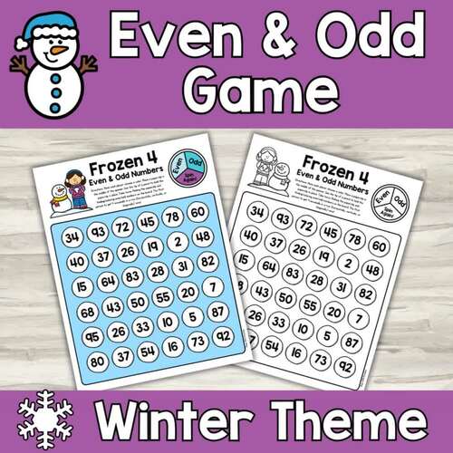 Winter Even & Odd Numbers Frozen Four 4 in a Row Math Game | 2nd Grade ...