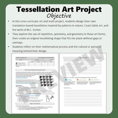 Math Tessellation Art Project | Graphing and Transformations | Math 7 ...