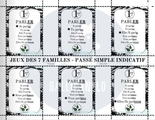 PAST SIMPLE French conjugation 1st group verbs ending in -er game cards